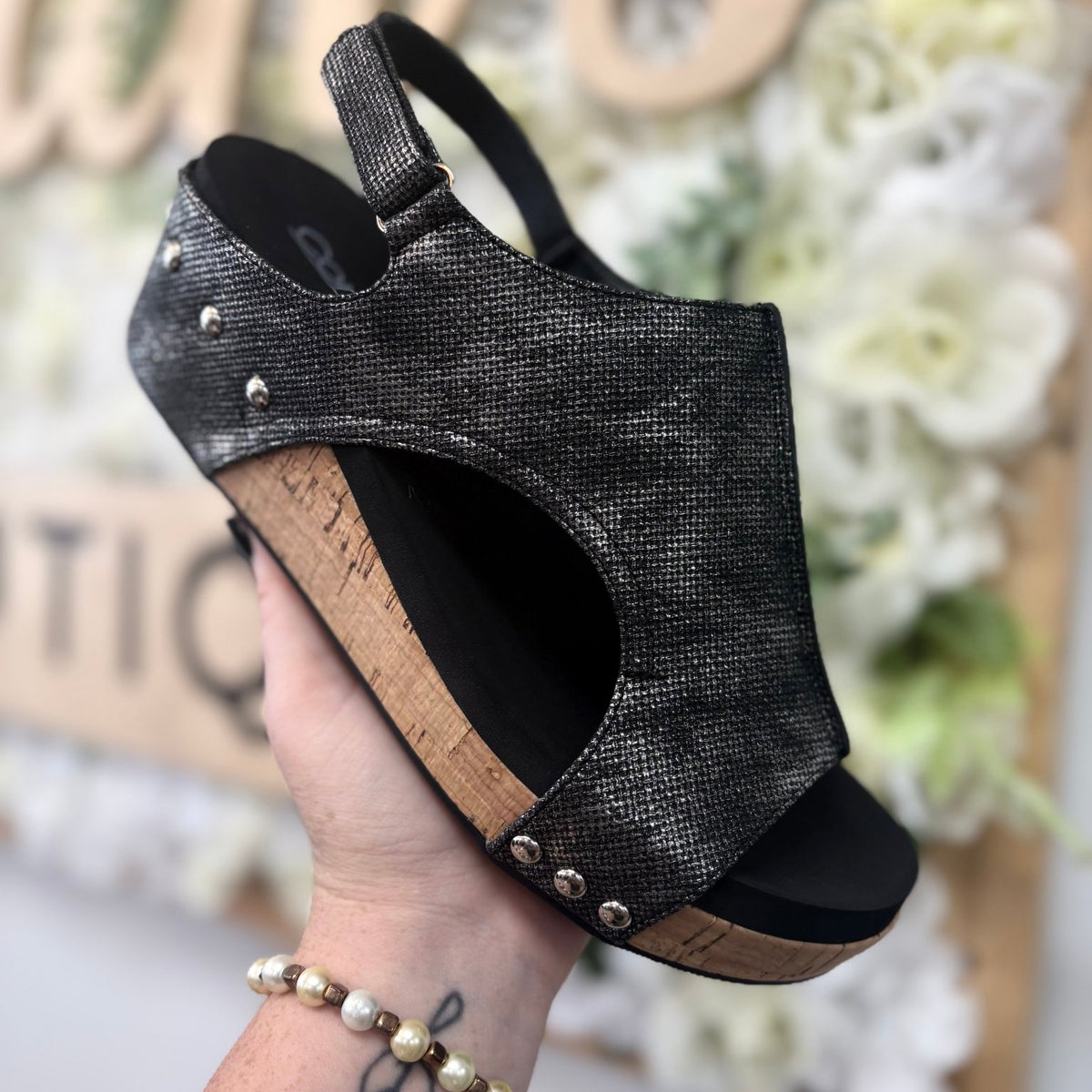 Corkys Volta II Black Texture Wedges – A'Bekah's Boutique